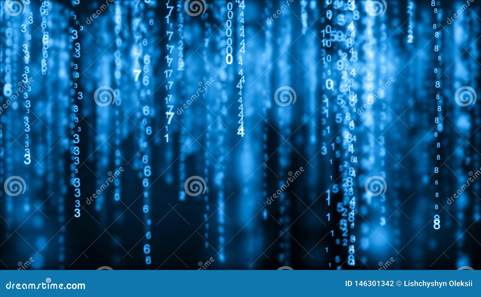 Digital Background Blue Matrix. Binary Computer Code. Hacker Concept. 3d Rendering Stock ...