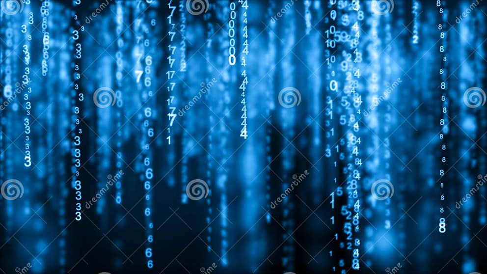 Digital Background Blue Matrix. Binary Computer Code. Hacker Concept. 3d Rendering Stock ...