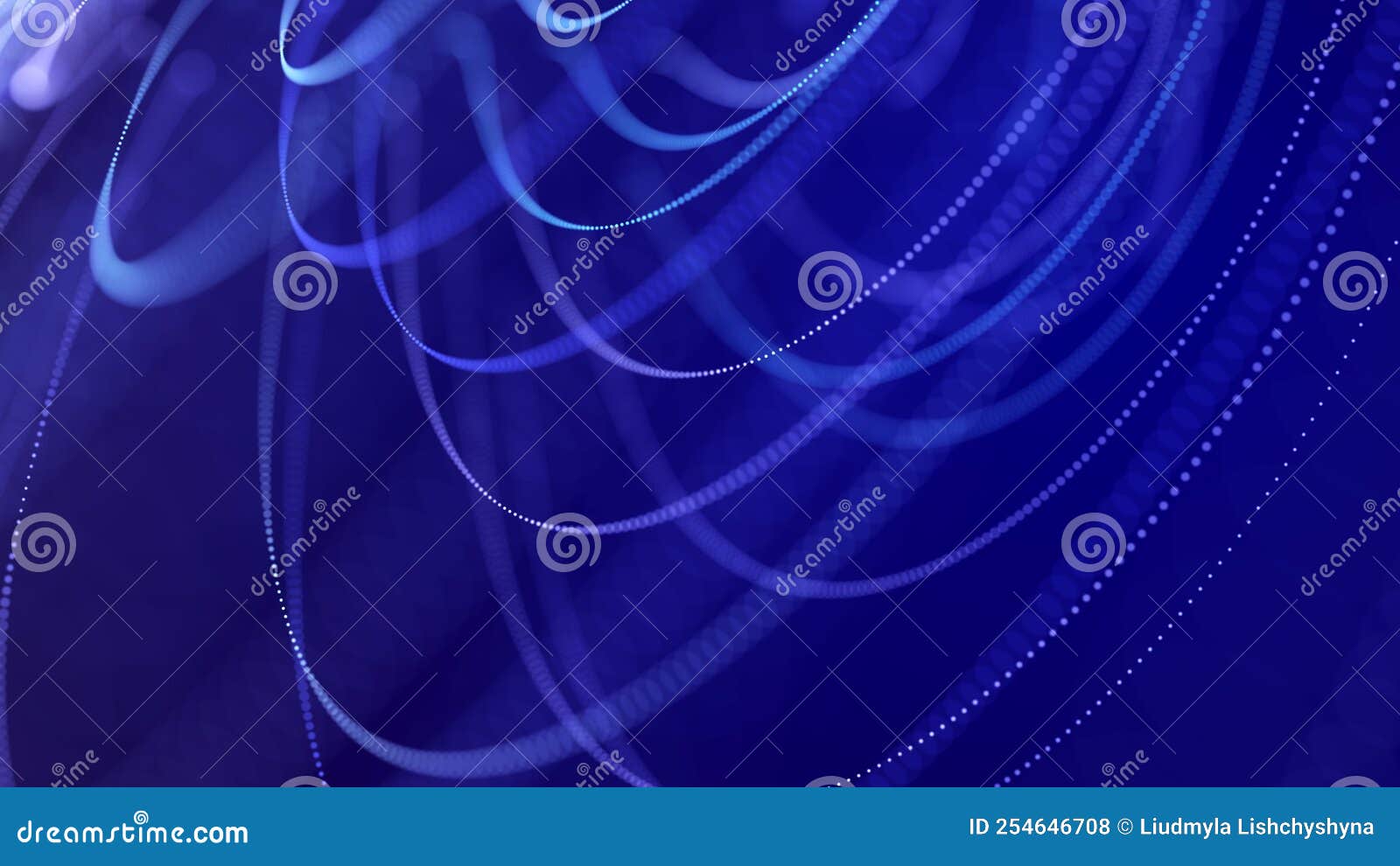Digital Background with Movement of Glowing Particles. Complex ...