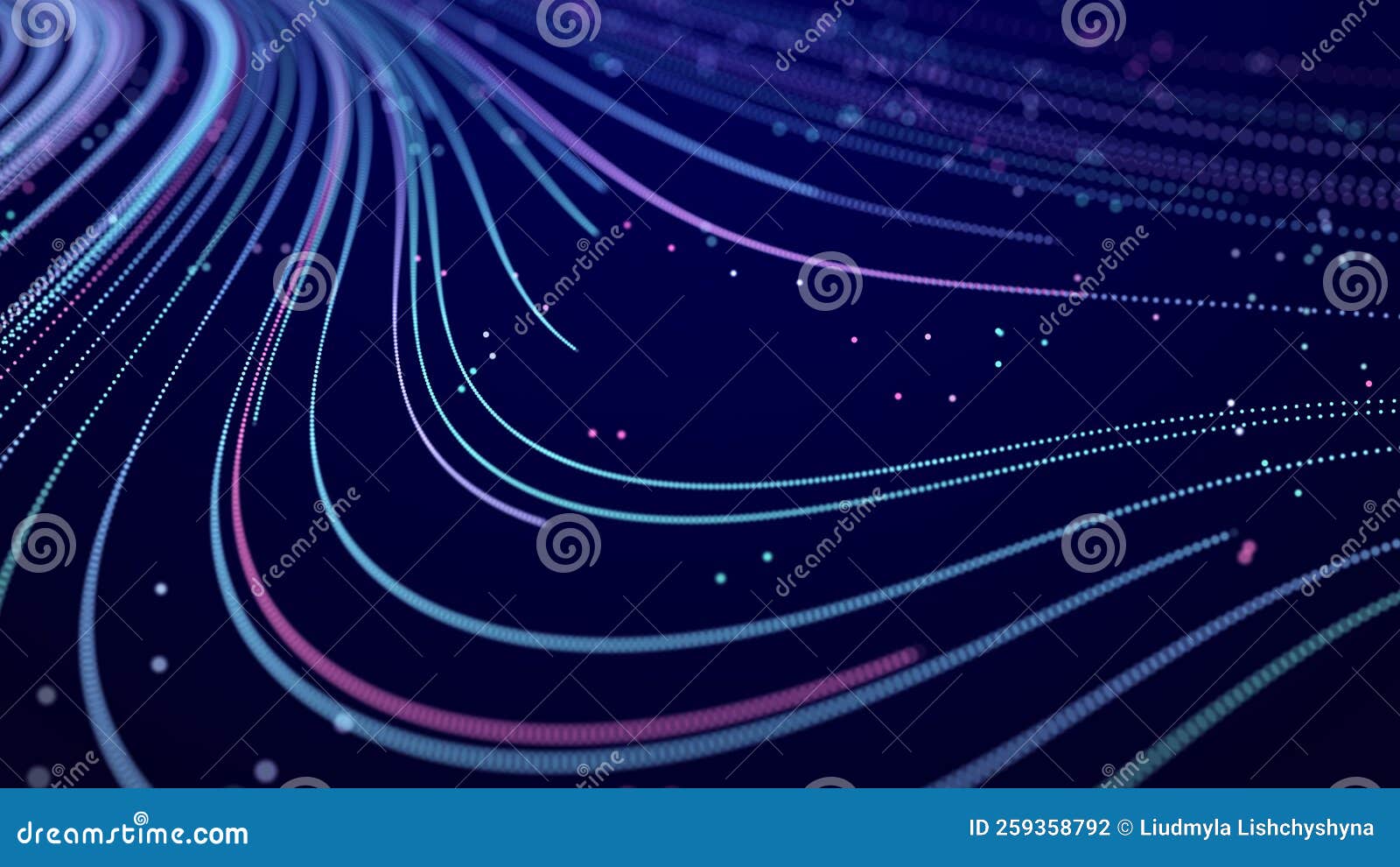 Digital Background with Movement of Glowing Particles. Complex ...