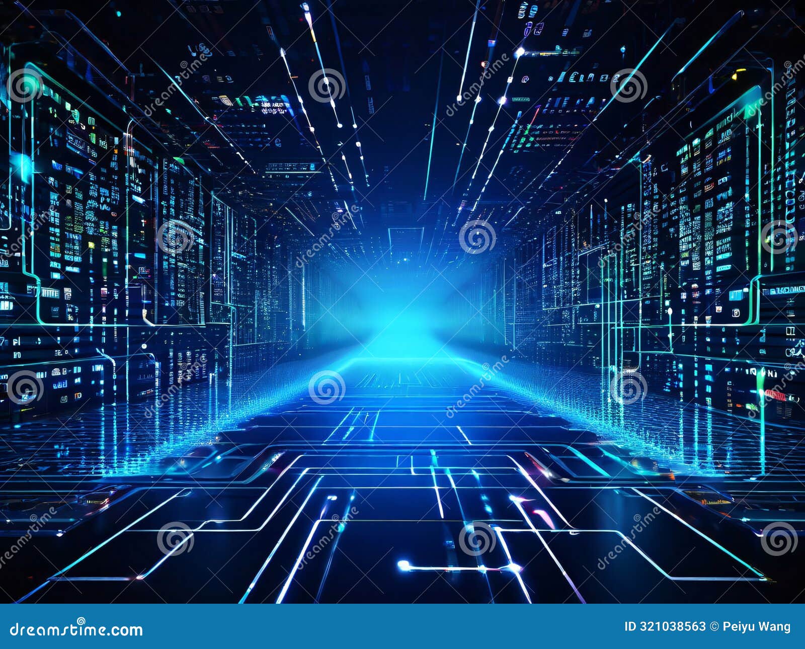 Digital Background Perfect for Tech Processes, Neural Networks, Generative AI Stock Illustration ...