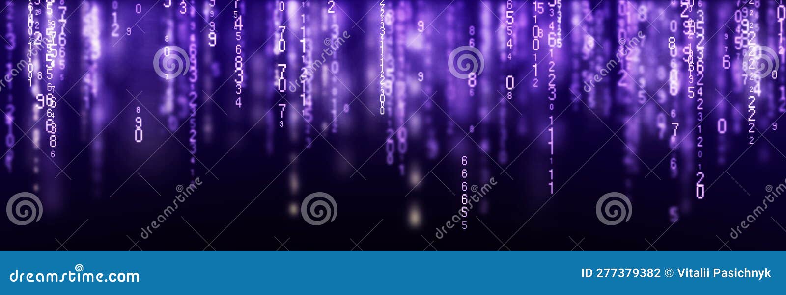 Digital Background Purple Matrix. Coding or Hacking Concept. Flow of Random Numbers. 3D ...