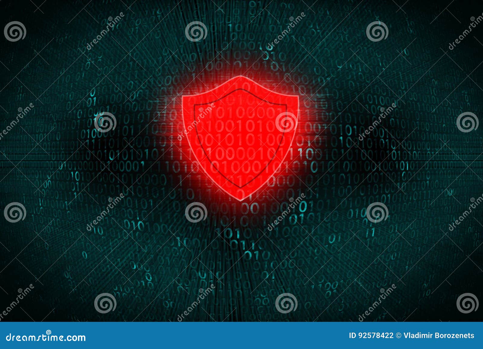 Digital Background with Red Shield at Center. Concept of Hacker Attack ...