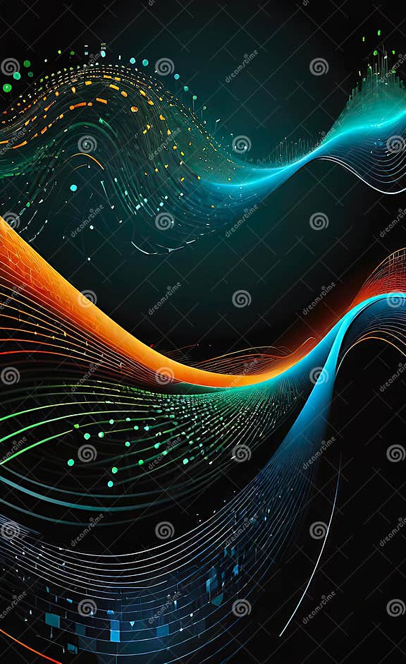 Digital Background of Technological Operations, Digital Code Flow, Neural Networks, Artificial ...