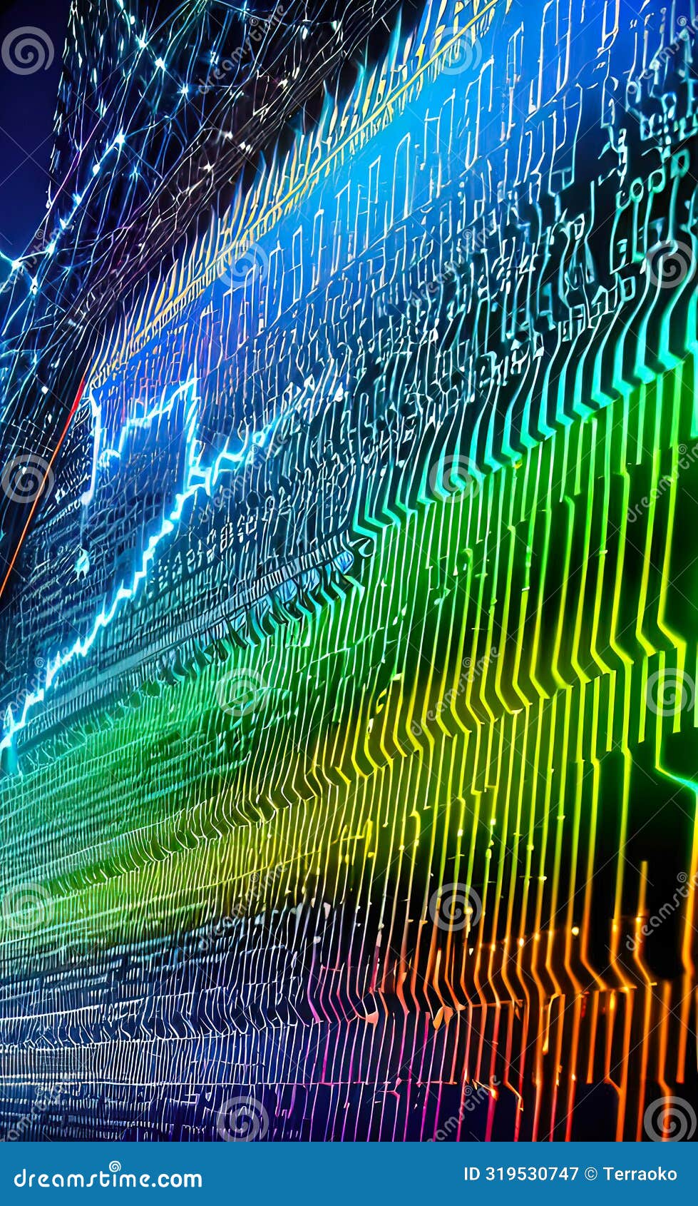 Digital Background of Technological Operations, Digital Code Flow, Neural Networks, Artificial ...