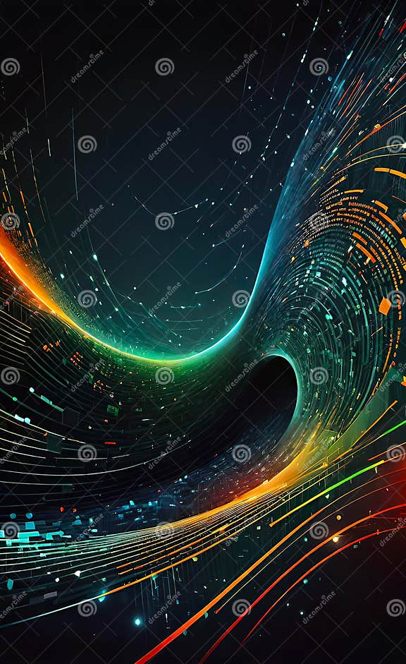 Digital Background of Technological Operations, Digital Code Flow, Neural Networks, Artificial ...