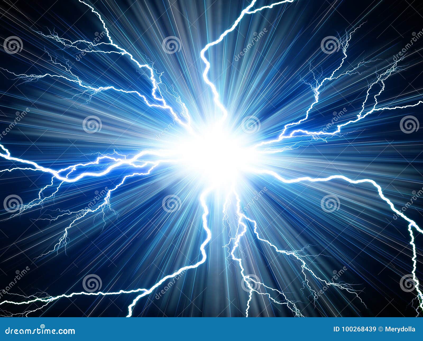 Digital BackgroundElectric Flash of Lightning on a Blue Background ...