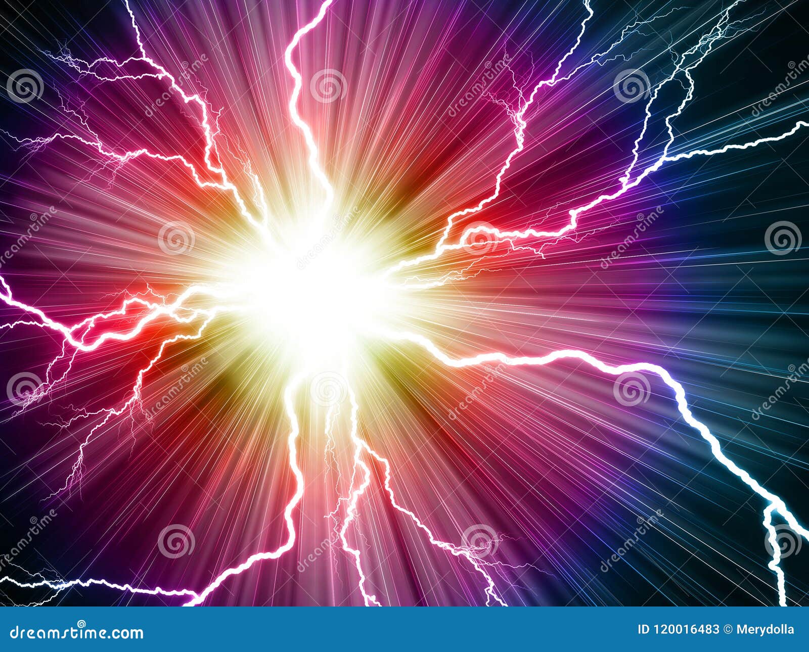 Digital BackgroundElectric Flash of Lightning on a Blue Background ...
