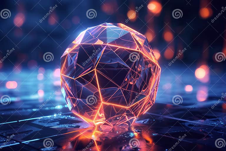Digital Ball of Glowing 3d Triangular Polygons Stock Image - Image of ...