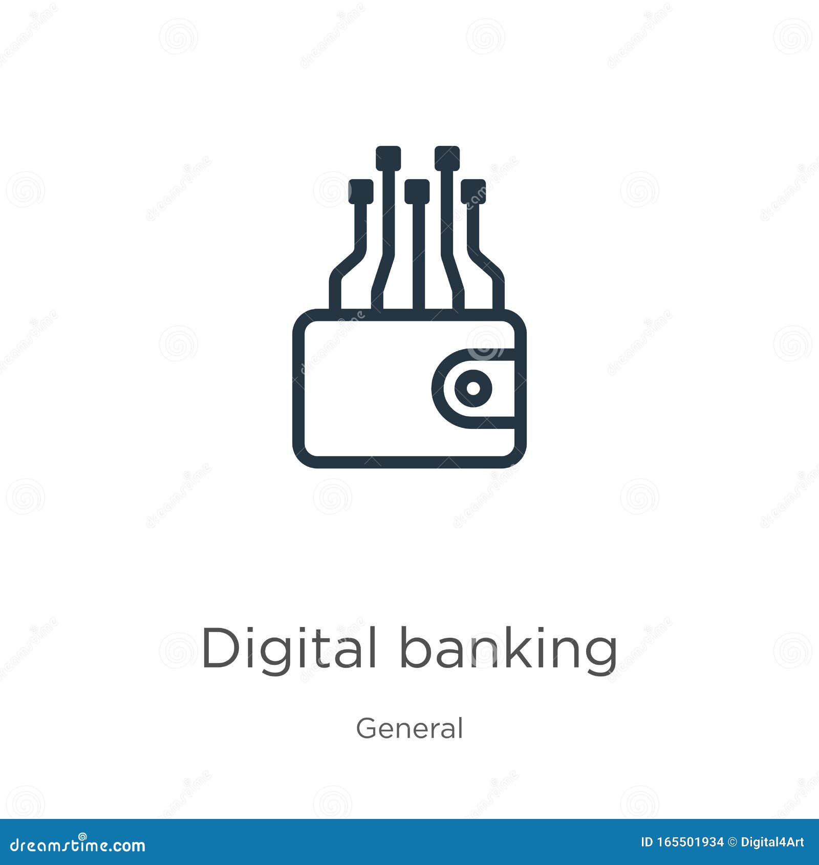 Digital Banking Icon. Thin Linear Digital Banking Outline Icon Isolated ...