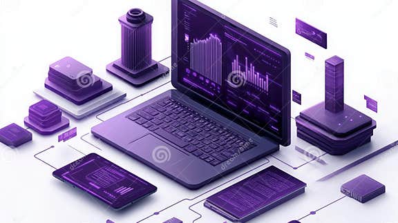A Digital Banking Setup Showcasing Analytics and Financial Data ...