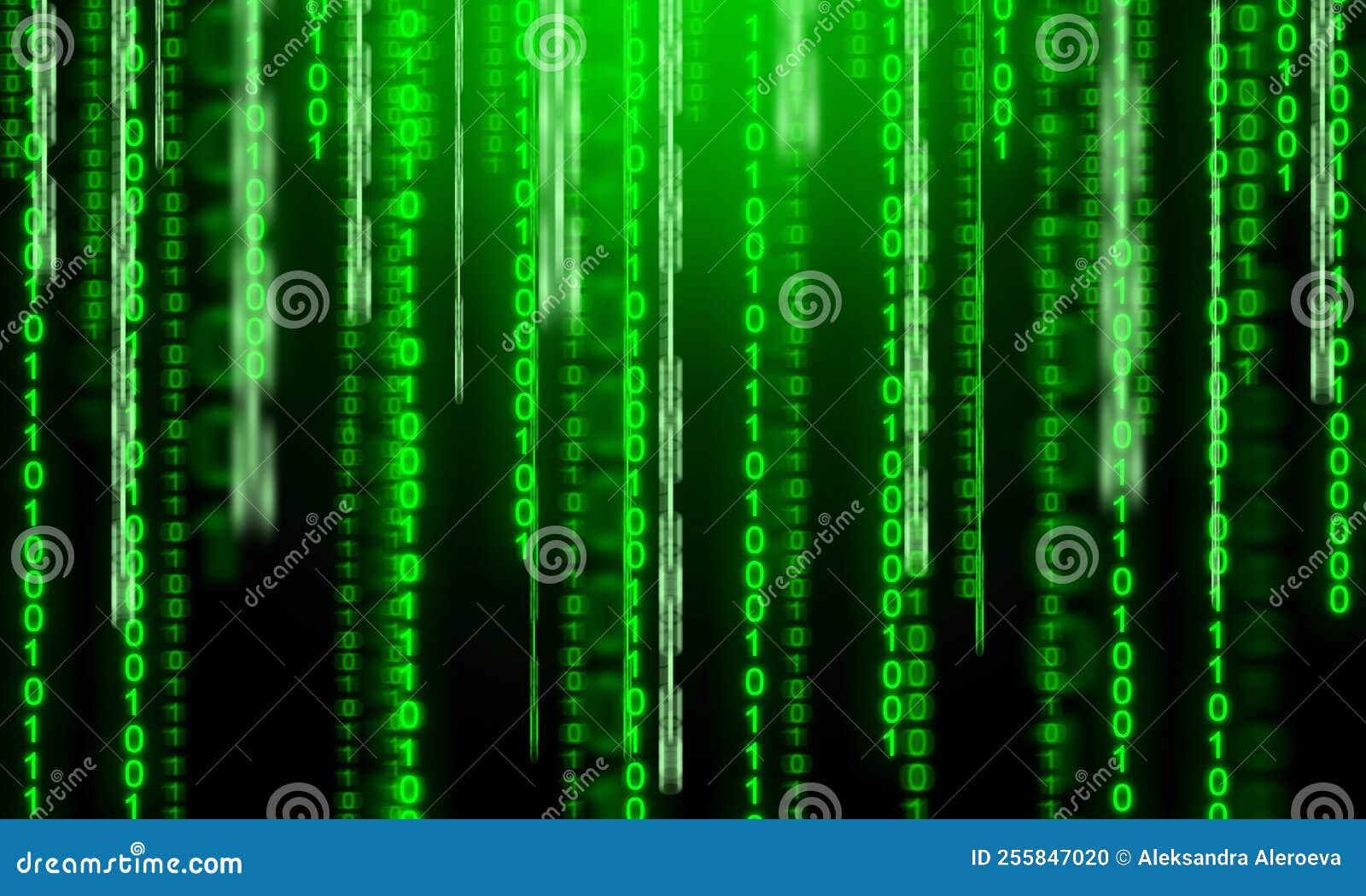 Digital Banner With Binary Code And Digital Data On Black Background