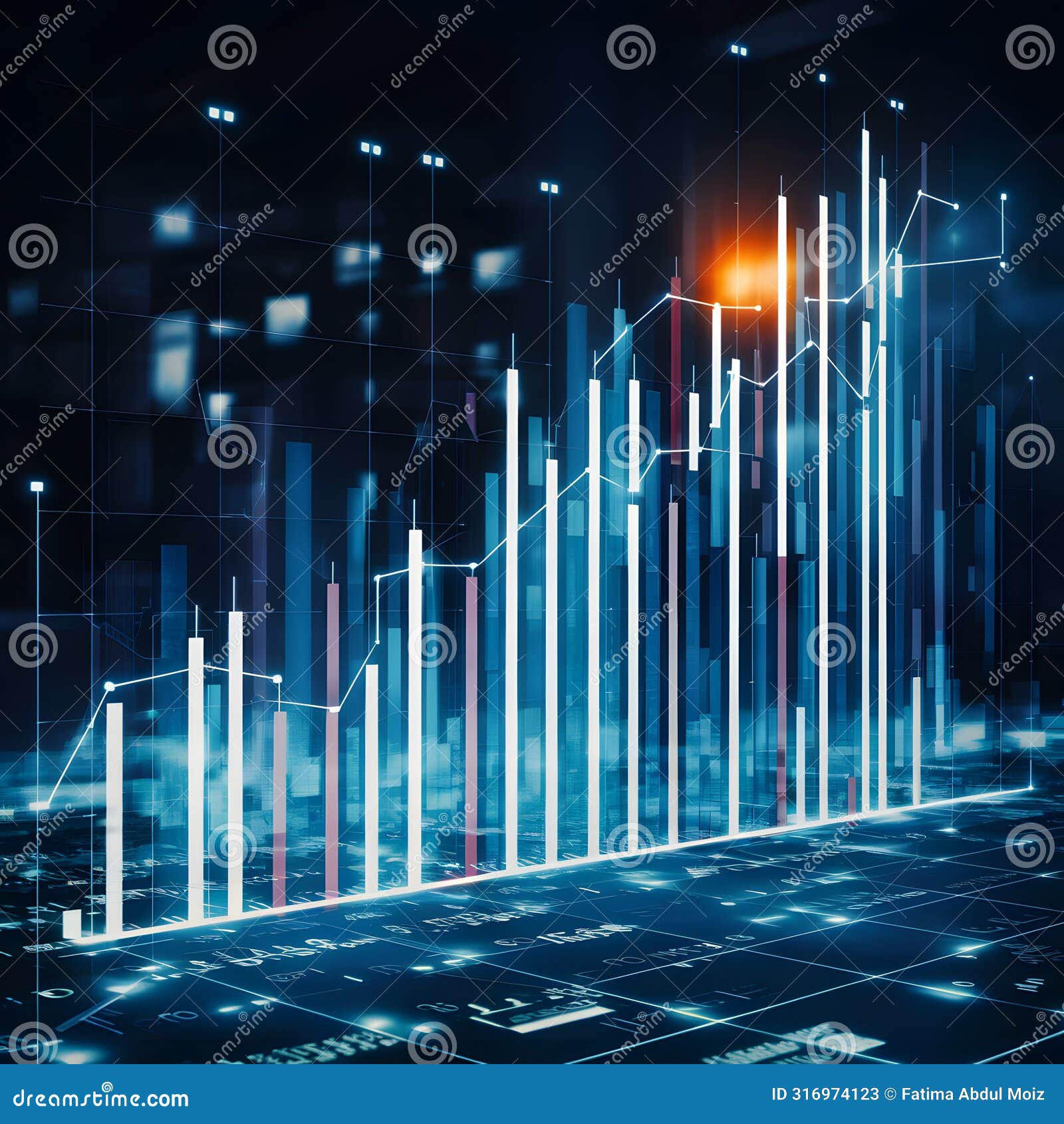 Digital Bar Chart on Futuristic Interface Backdrop, Color Coded for ...