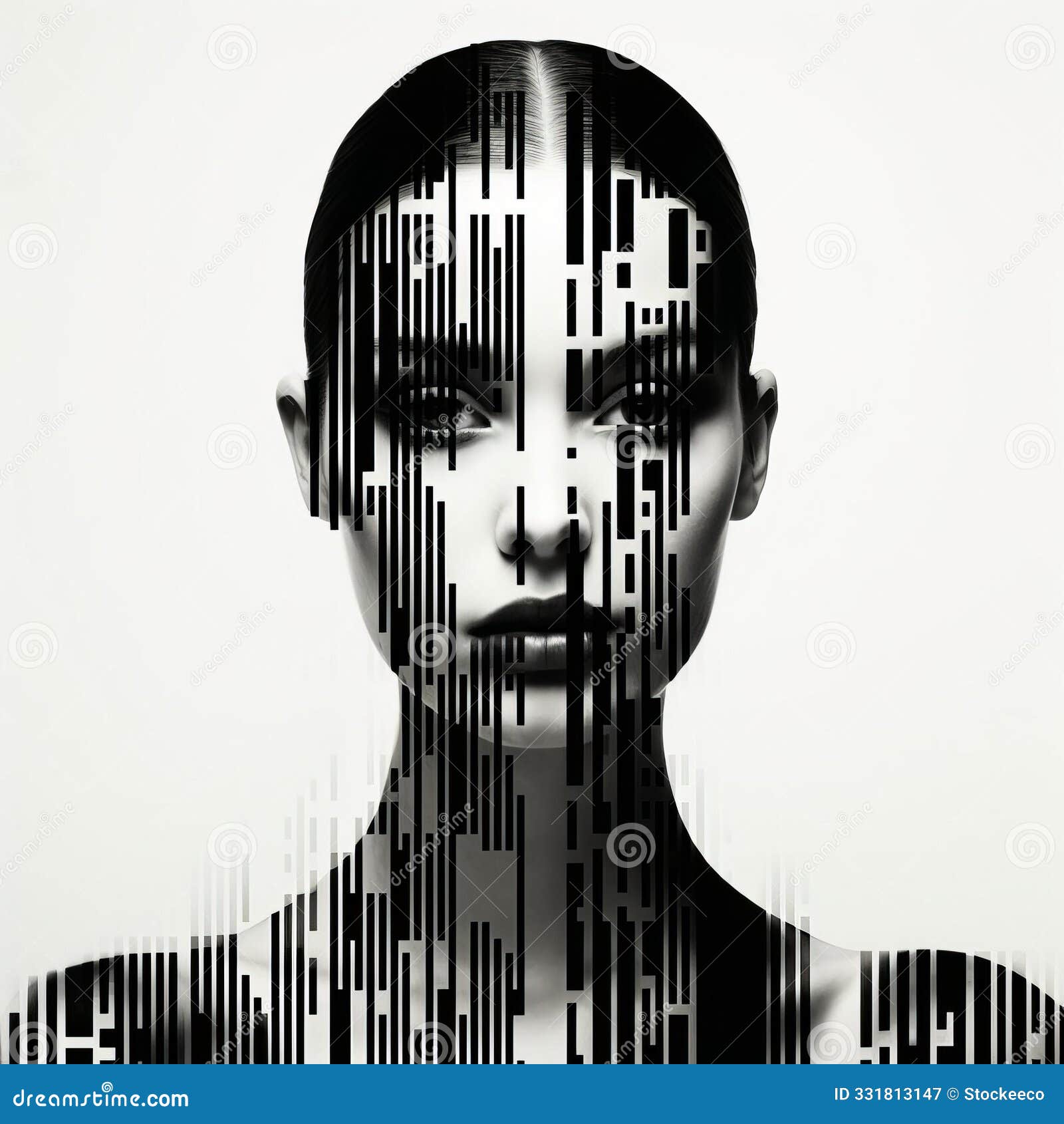 Digital Barcode Image with Vertical Straight Lines on Paper Stock ...