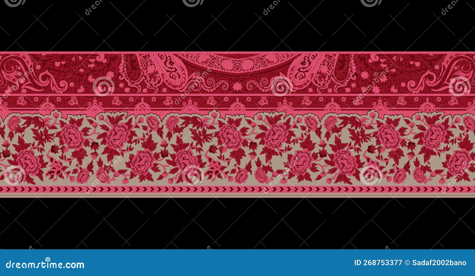 Digital Baroque Border Motif for Digital Shirts and Printings Stock ...