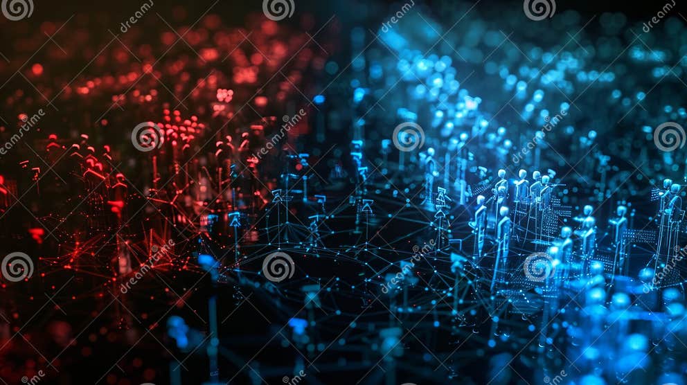 Digital Battleground in Blue and Red Hues Stock Image - Image of ...