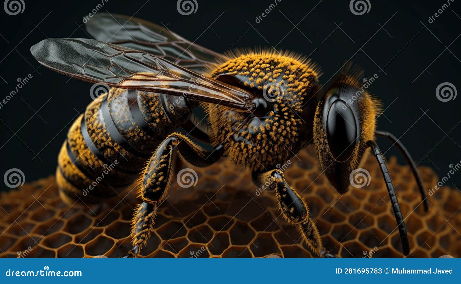 Digital Bee on Hexagonal Cells Stock Illustration - Illustration of ...