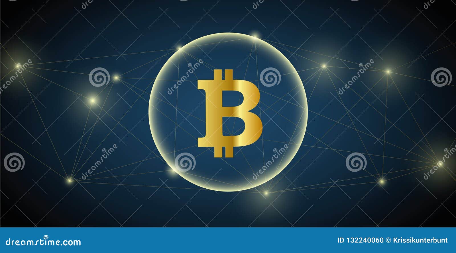 Digital Big Bitcoin Network Crypto Currency Stock Vector - Illustration ...