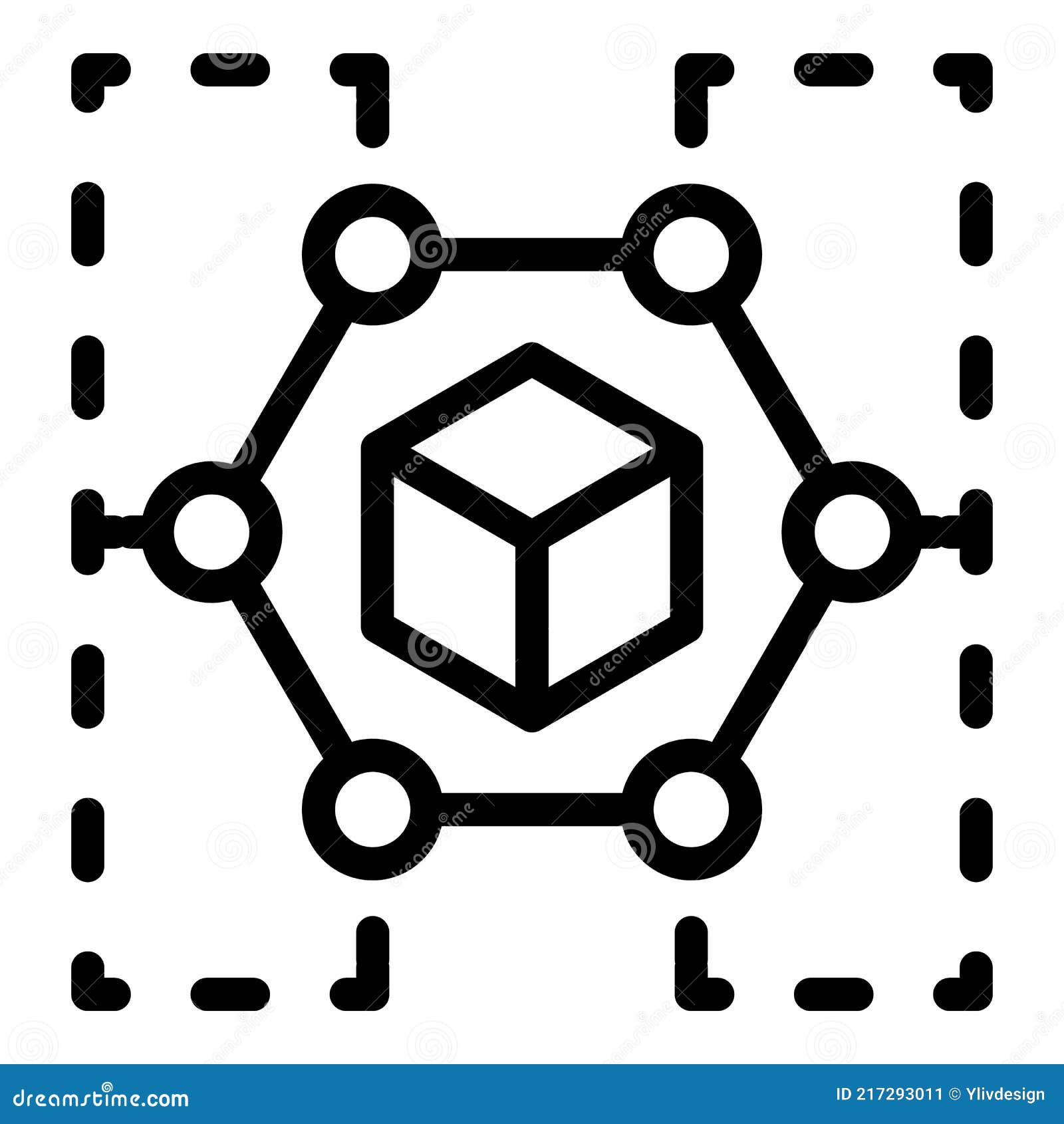 Digital Big Data Icon, Outline Style Stock Illustration - Illustration ...