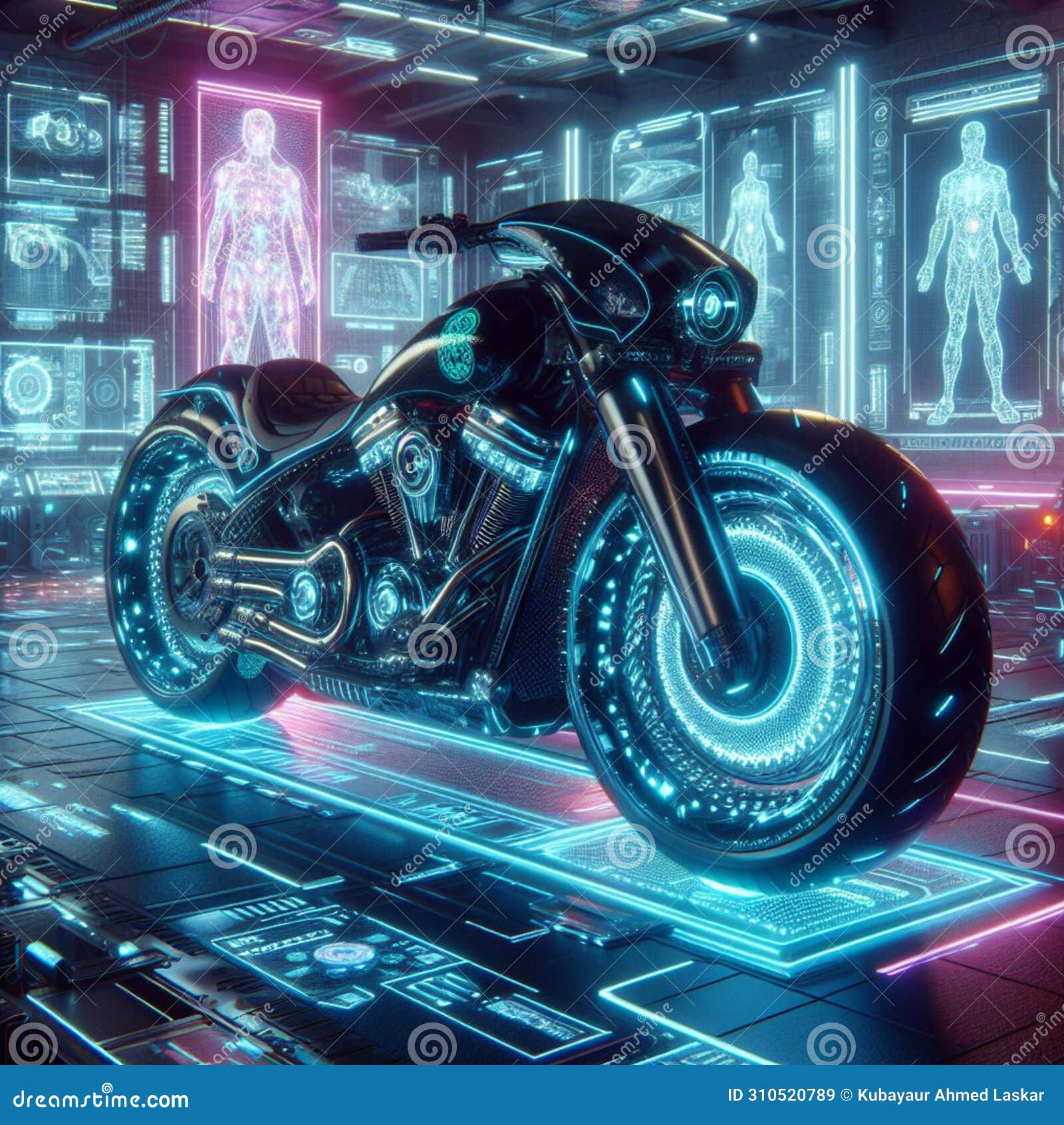 Digital Bike with Ai Graphic in Future Stock Illustration ...