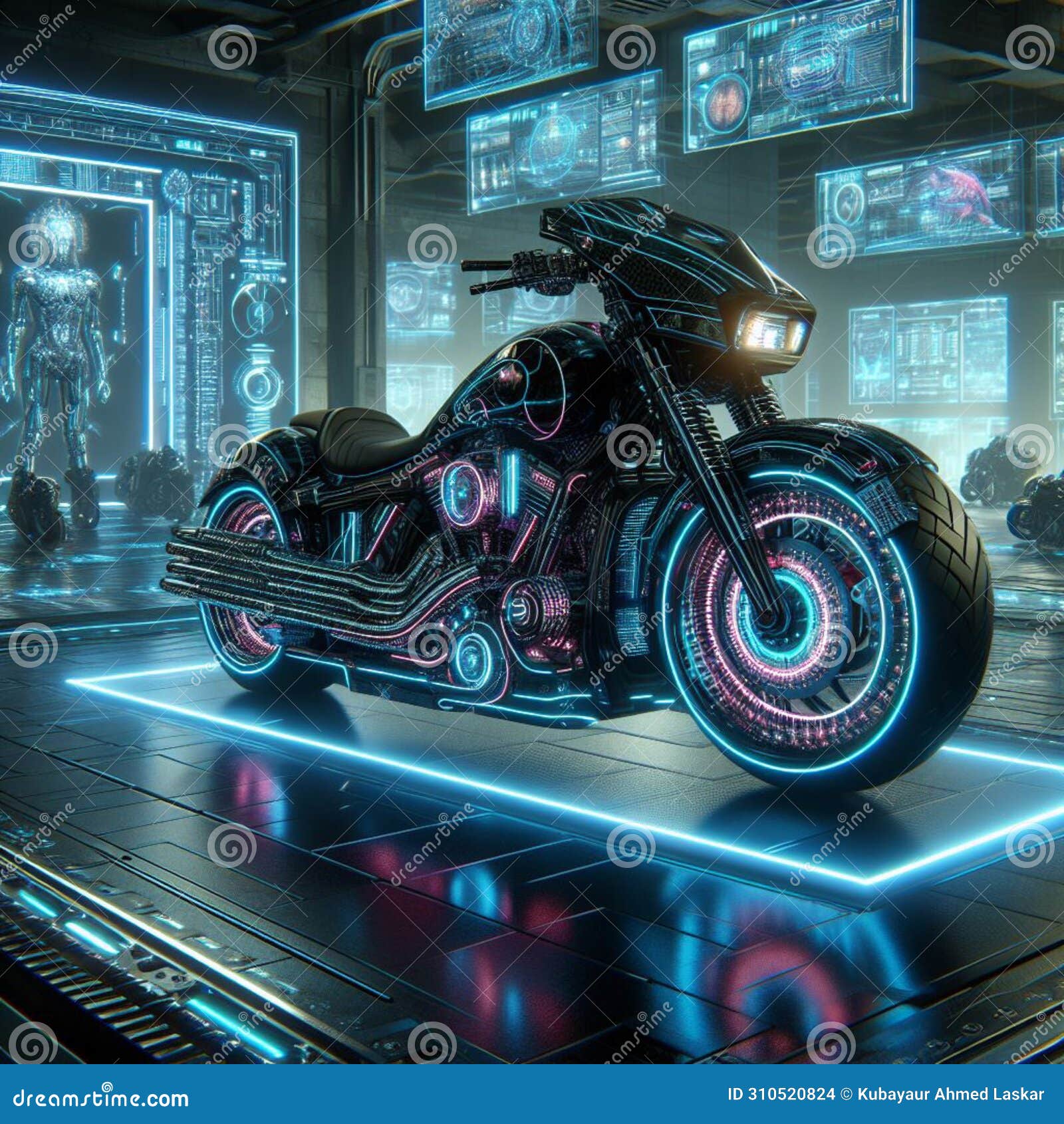 Digital Bike with Ai Graphic in Future Stock Illustration ...