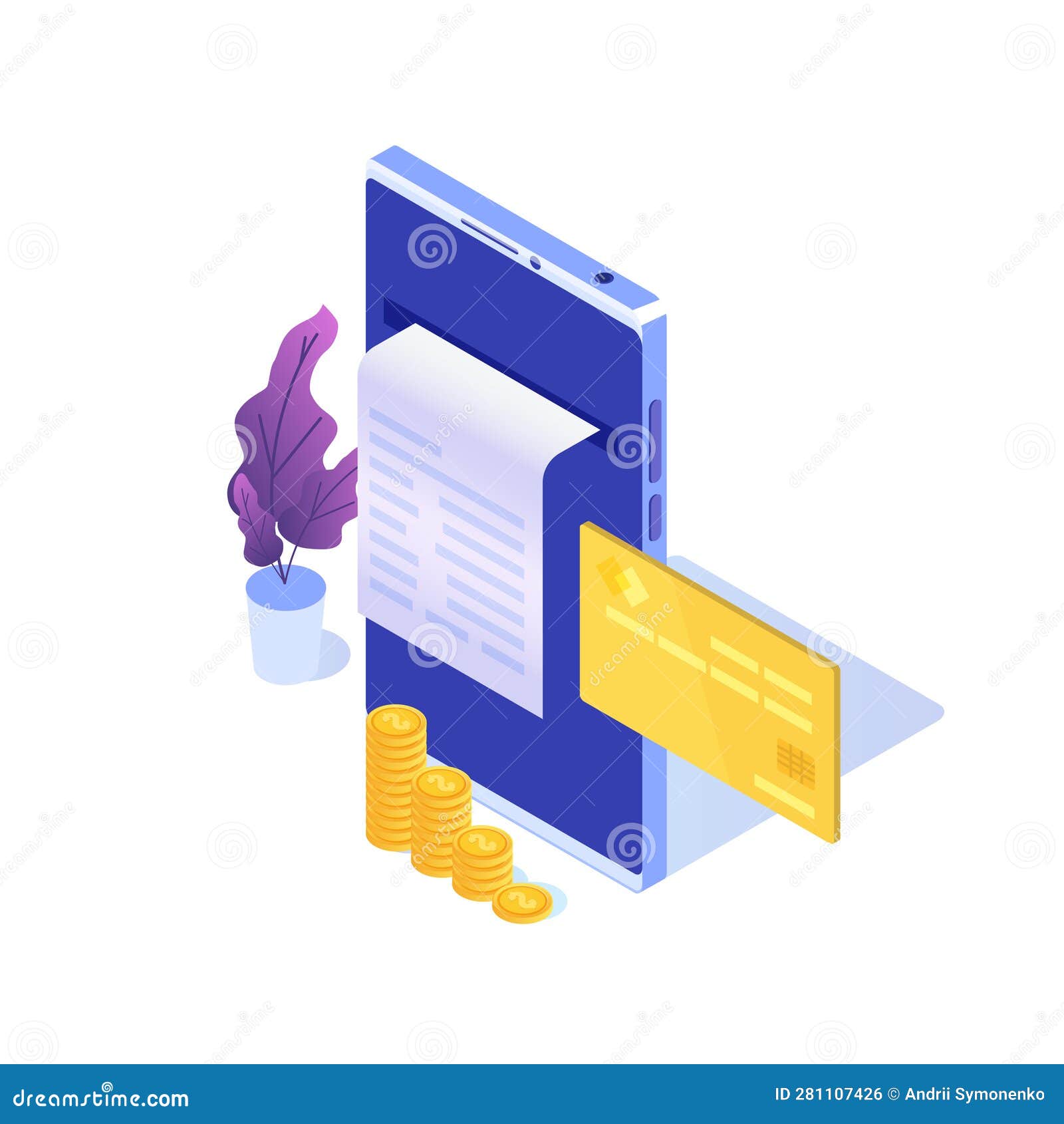 Digital Bill, Electronic Receipt or Invoice Vector Illustration ...