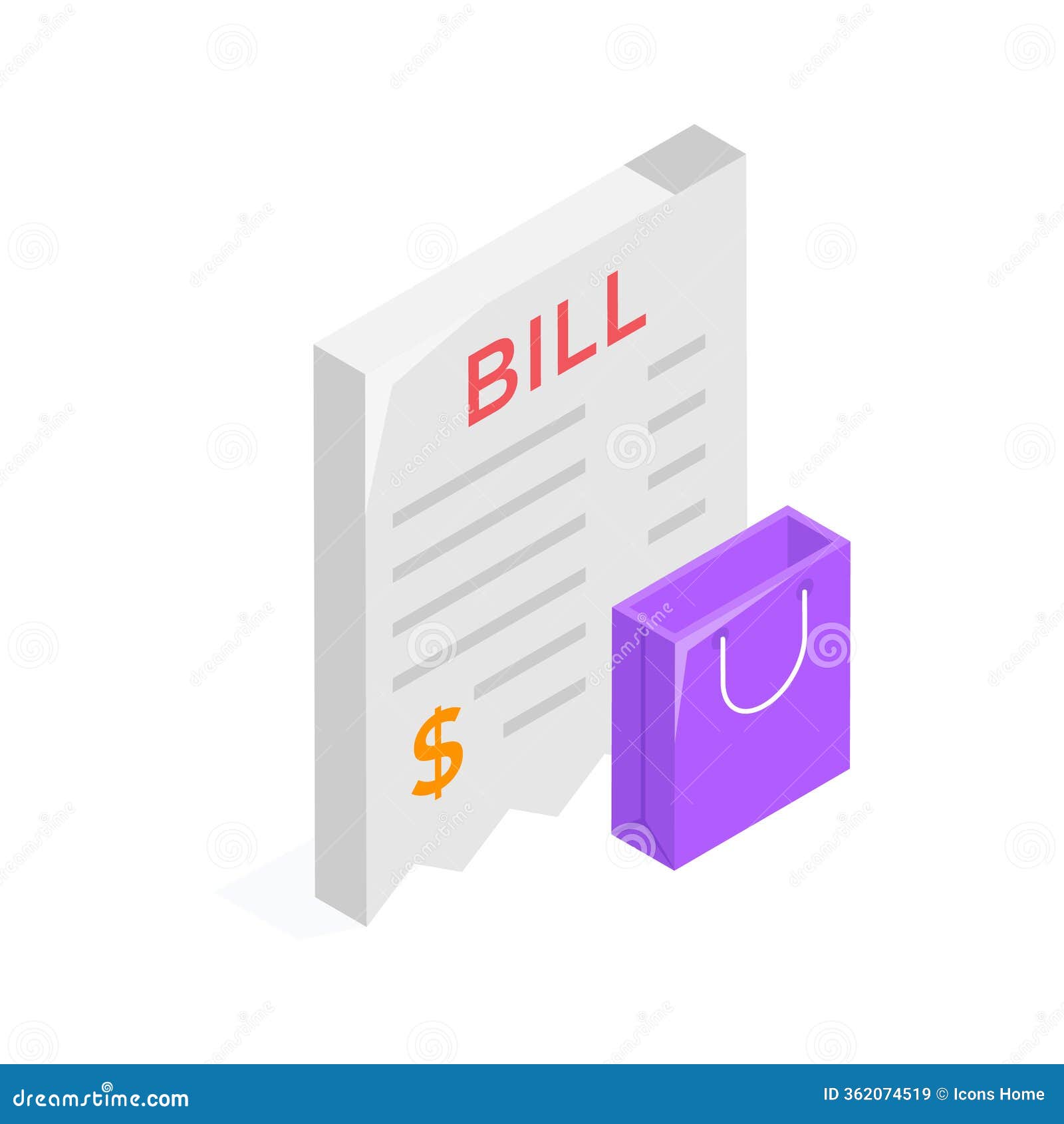 Digital Bill Receipt with a Shopping Bag Symbol, Ready To Use Vector ...