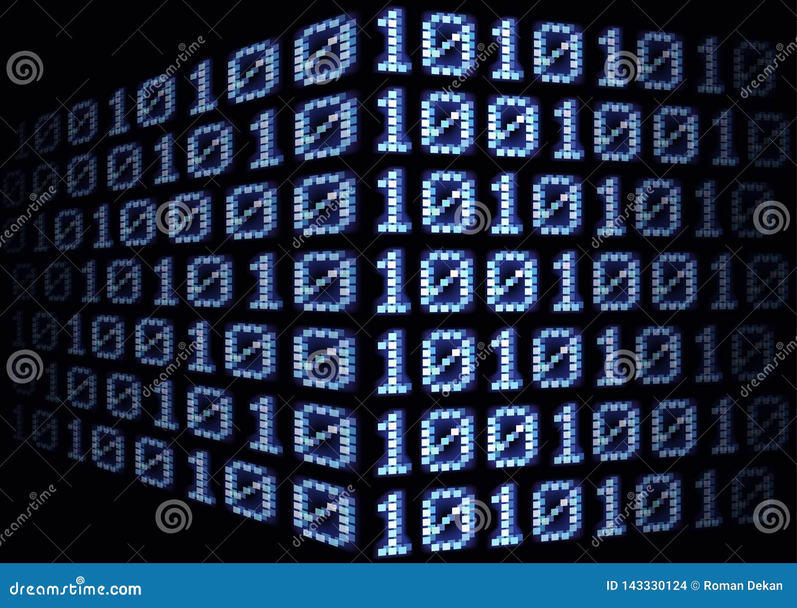 Blue Digital Binary Code Background Stock Vector - Illustration of blue ...