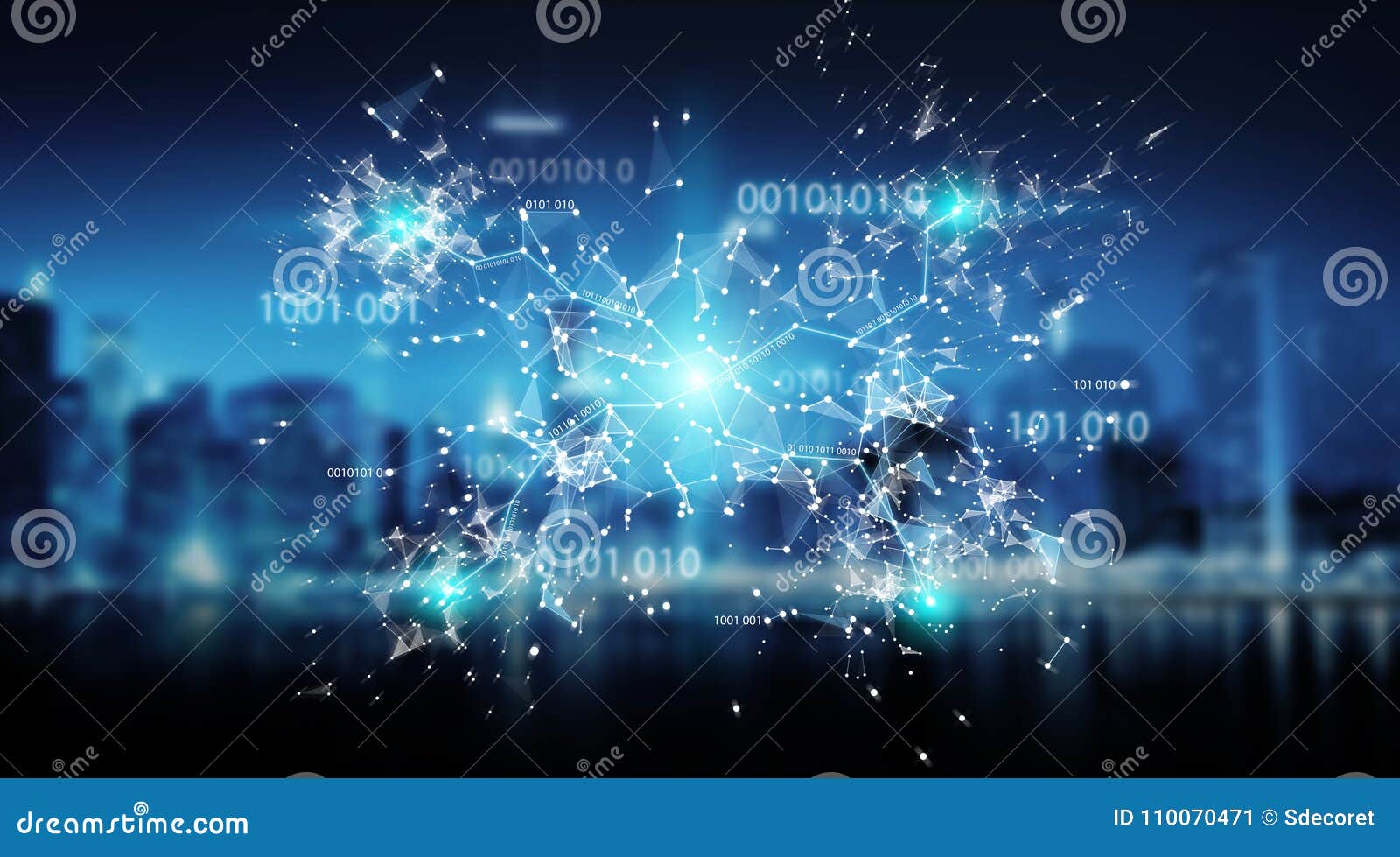 Digital Binary Code Connection Network Background 3D Rendering Stock Illustration - Illustration ...