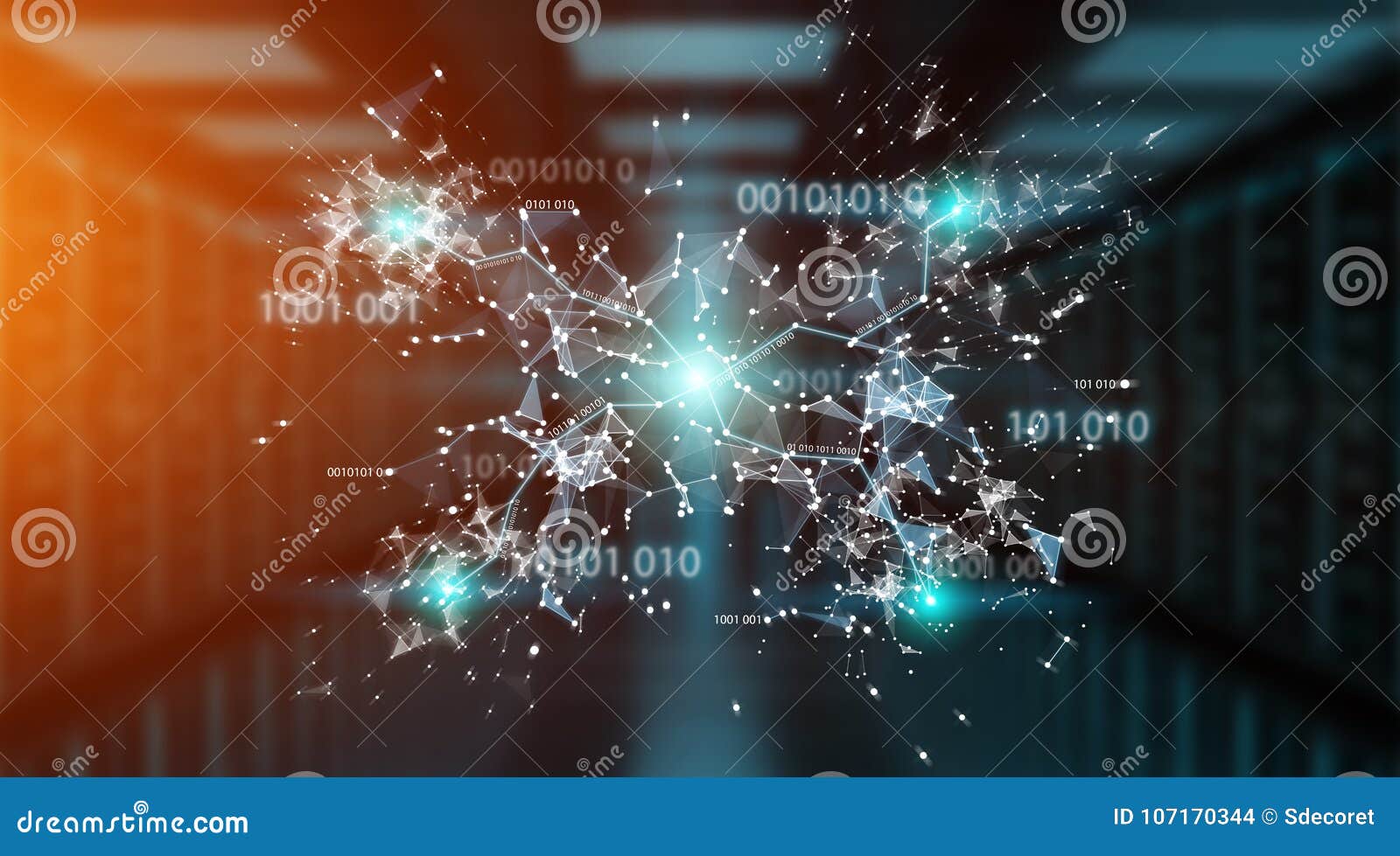 Digital Binary Code Connection Network Background 3D Rendering Stock Illustration - Illustration ...
