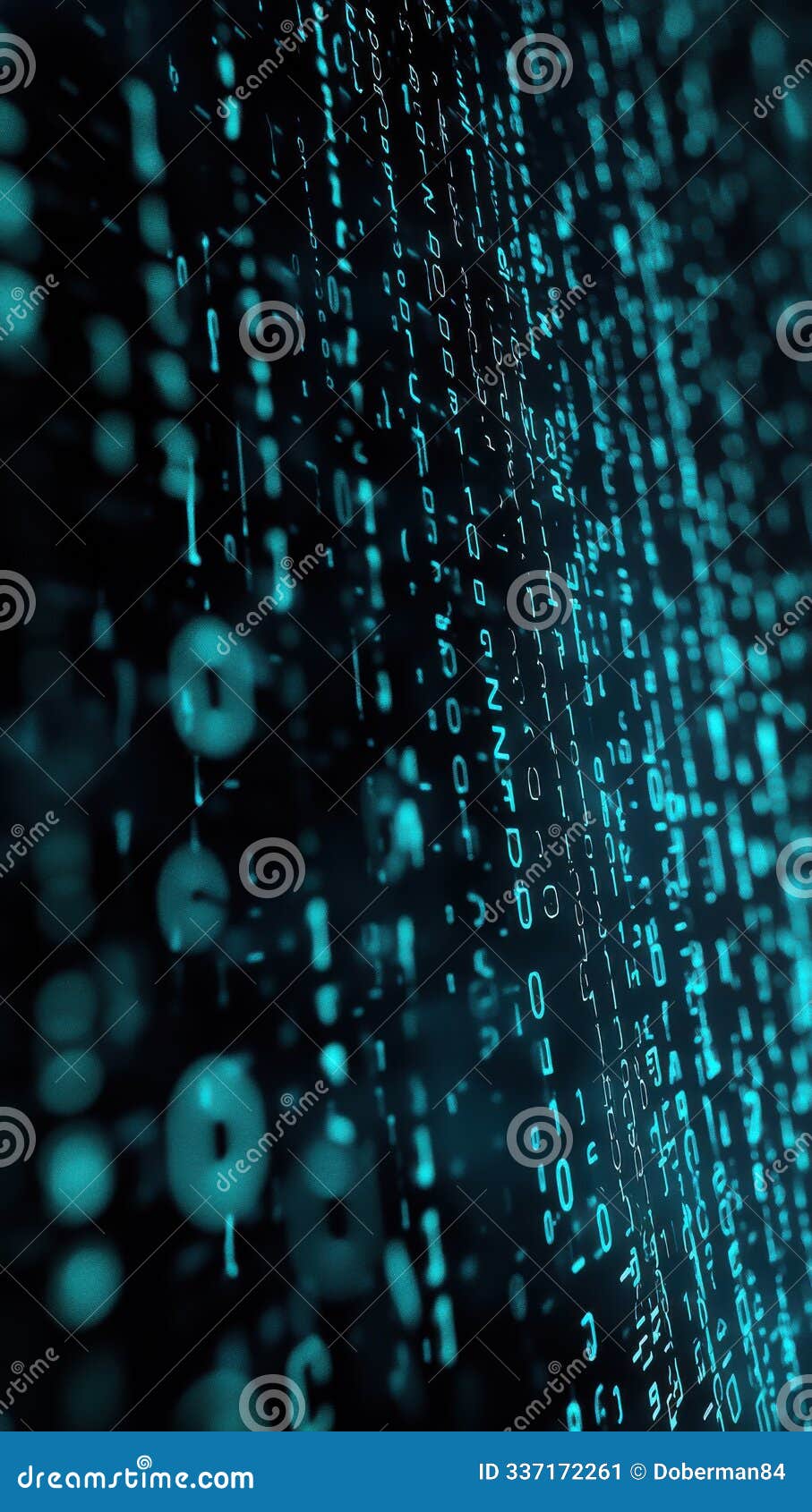 Digital Binary Code on a Dark Background, Representing Data Flow and ...