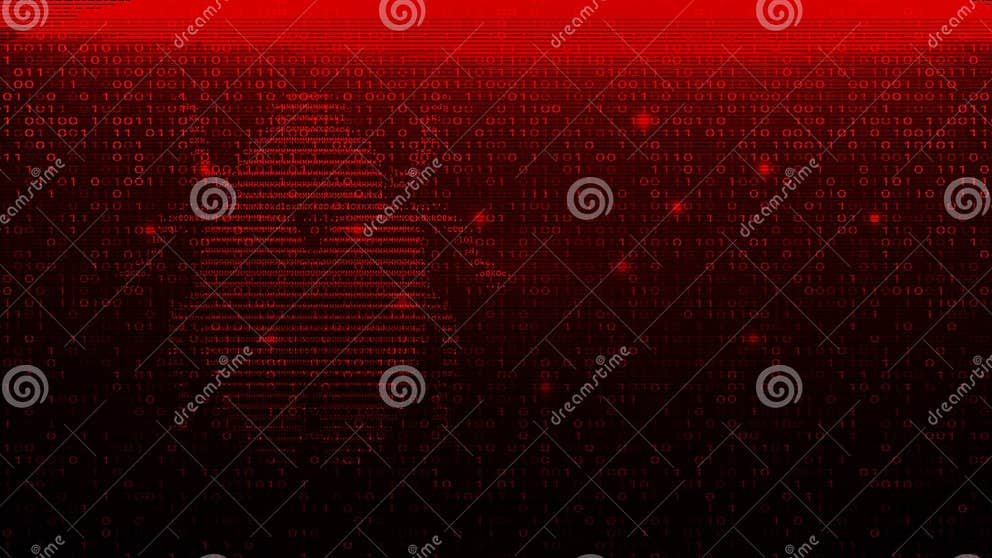 Digital Binary Code on Dark Red BG with Bug Stock Vector - Illustration ...