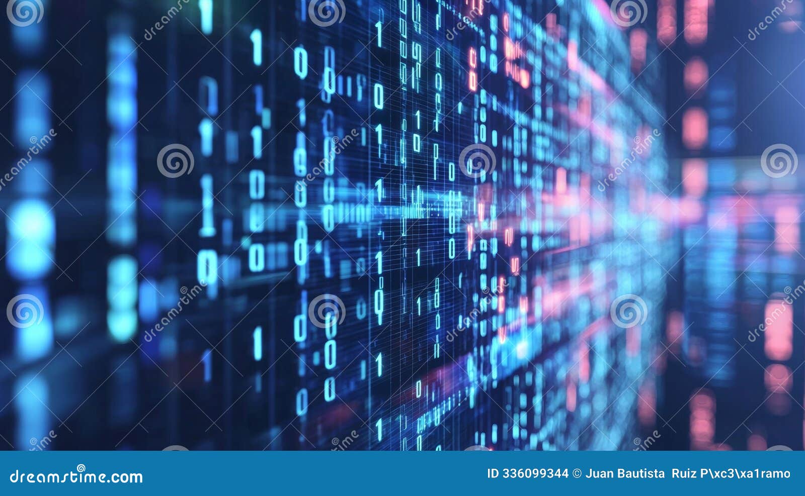 Digital Binary Code Data Stream with Blue Futuristic Design Stock Photo ...