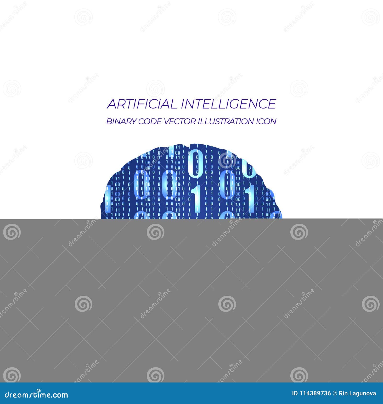 Digital Binary Code, Brain, VECTOR Illustration, Artificial Intelligence. Stock Vector ...