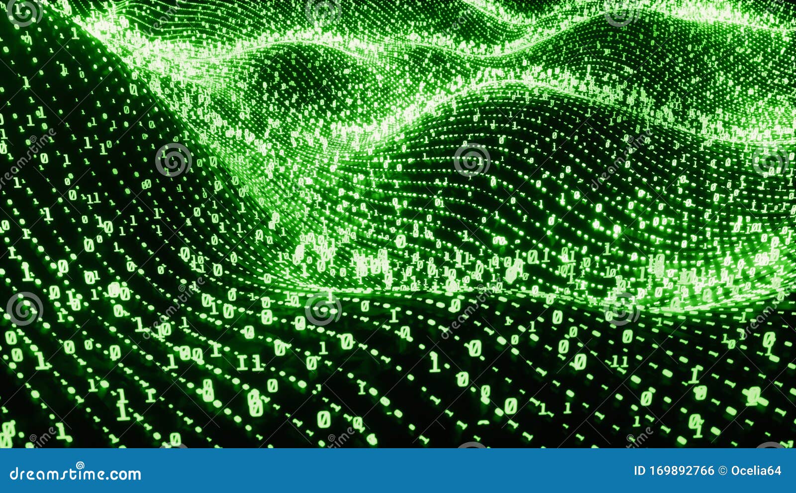 Binary Code Landscape Green Stock Illustration - Illustration of ...
