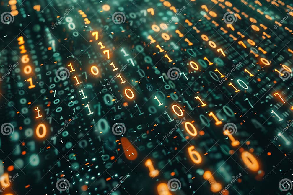 Digital Binary Code Matrix Background Stock Illustration - Illustration ...