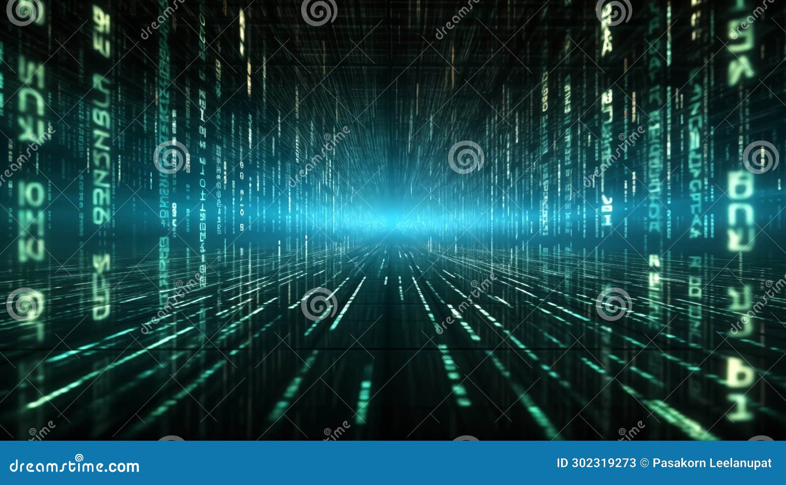 Digital Binary Code Matrix Background - 3D Rendering of a Scient Stock Illustration ...