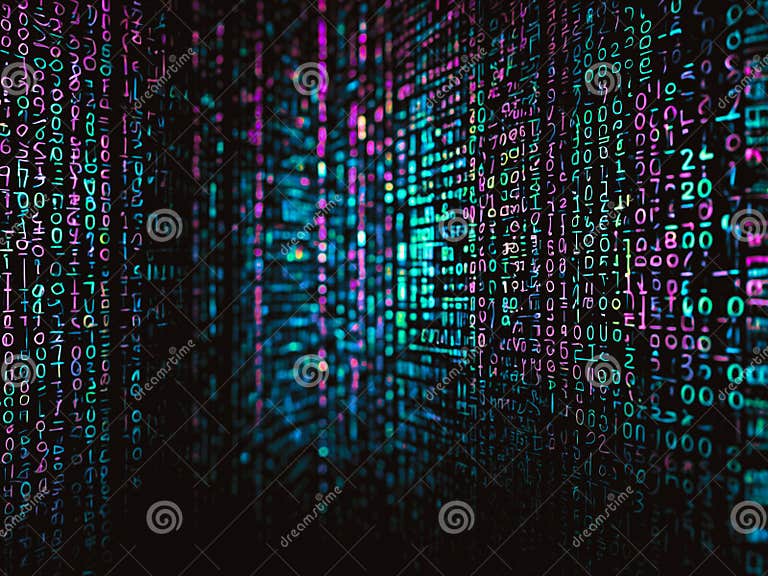 Digital Binary Code Matrix Background - 3D Rendering of a Scientific Technology. Stock ...