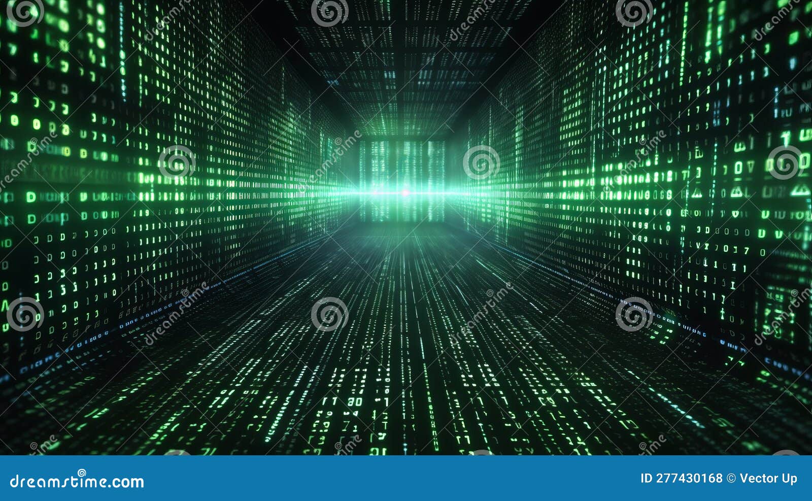 Digital Binary Code Matrix Background. Generative AI Stock Illustration ...