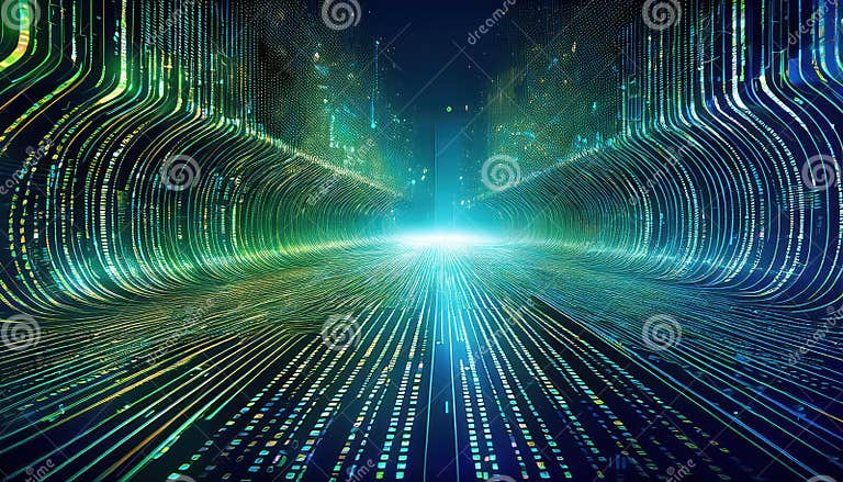 Digital Binary Code Matrix Background with Interconnected Data Streams Stock Image - Image of ...