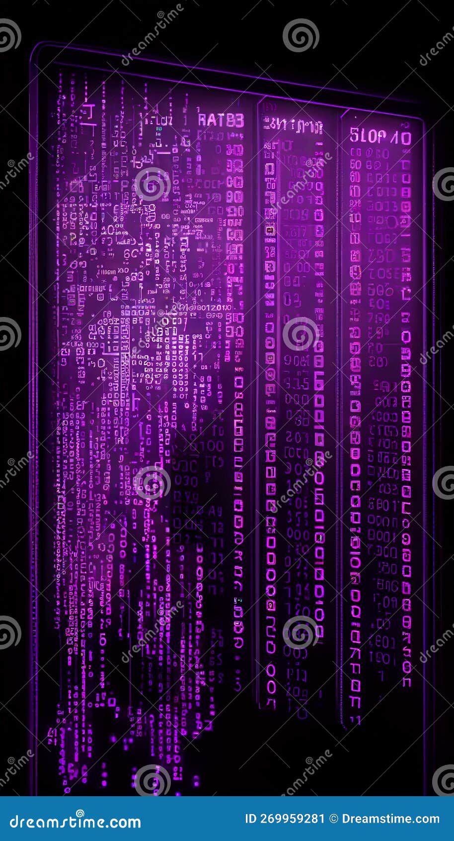 Digital Binary Code Matrix Purple Background Stock Illustration - Illustration of purple ...