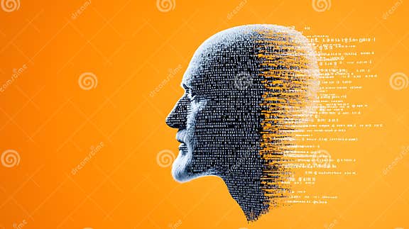 Digital Binary Code Overlay on Face Stock Image - Image of silhouette ...