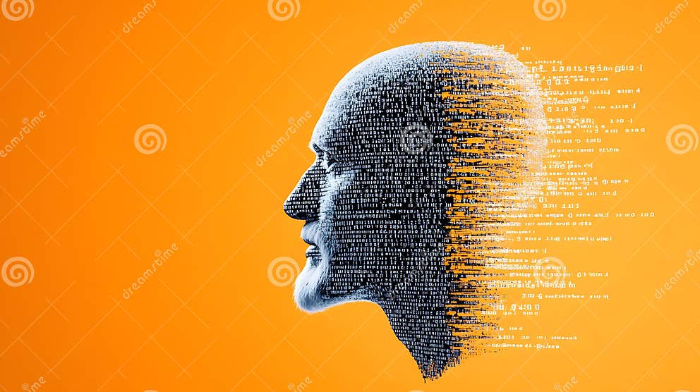 Digital Binary Code Overlay on Face Stock Image - Image of silhouette ...