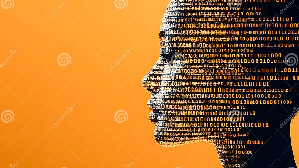 Digital Binary Code Overlay on Face Stock Image - Image of technology ...