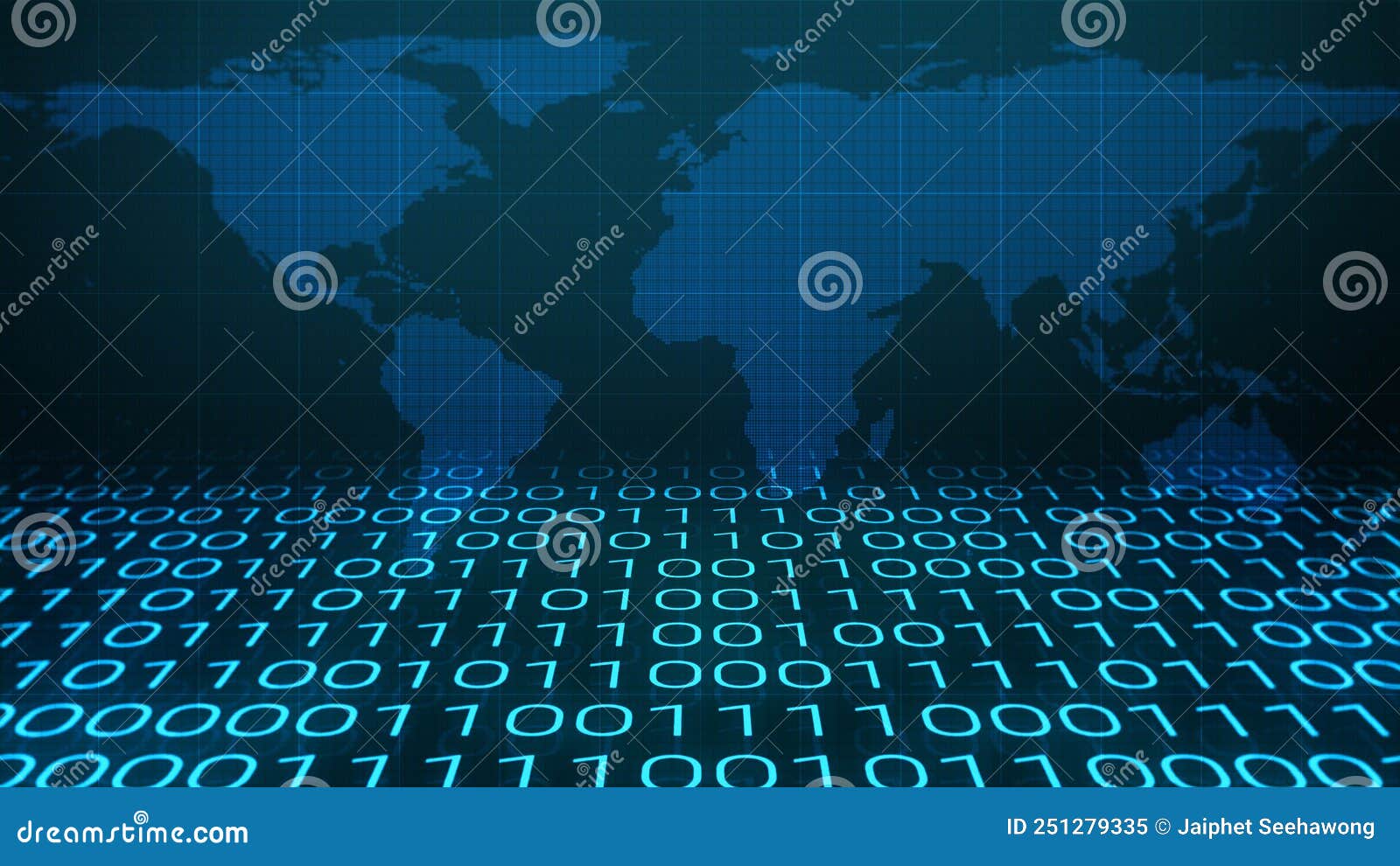 Digital Binary Code Random Number Technology Business World Map Background Stock Illustration ...