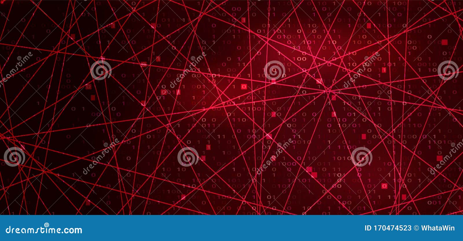 Digital Binary Code on Red Background with Lines. Hacker Attack Concept ...