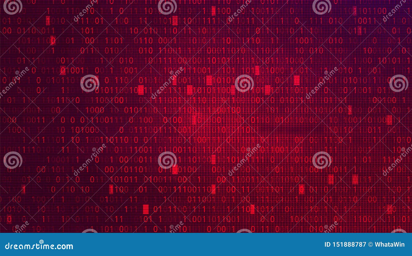 Digital Binary Code on Red BG. Cybercrime Concept Stock Vector ...