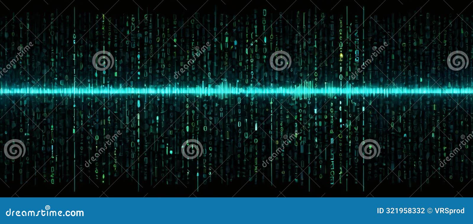 Digital Binary Code and Sound Wave Visualization Stock Illustration - Illustration of abstract ...
