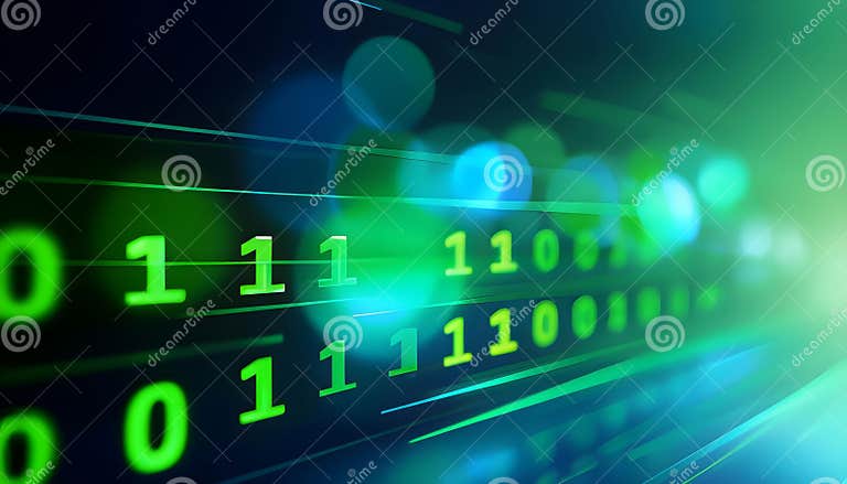 Digital Binary Code in Vibrant Green and Blue Tech Theme, Perfect for ...