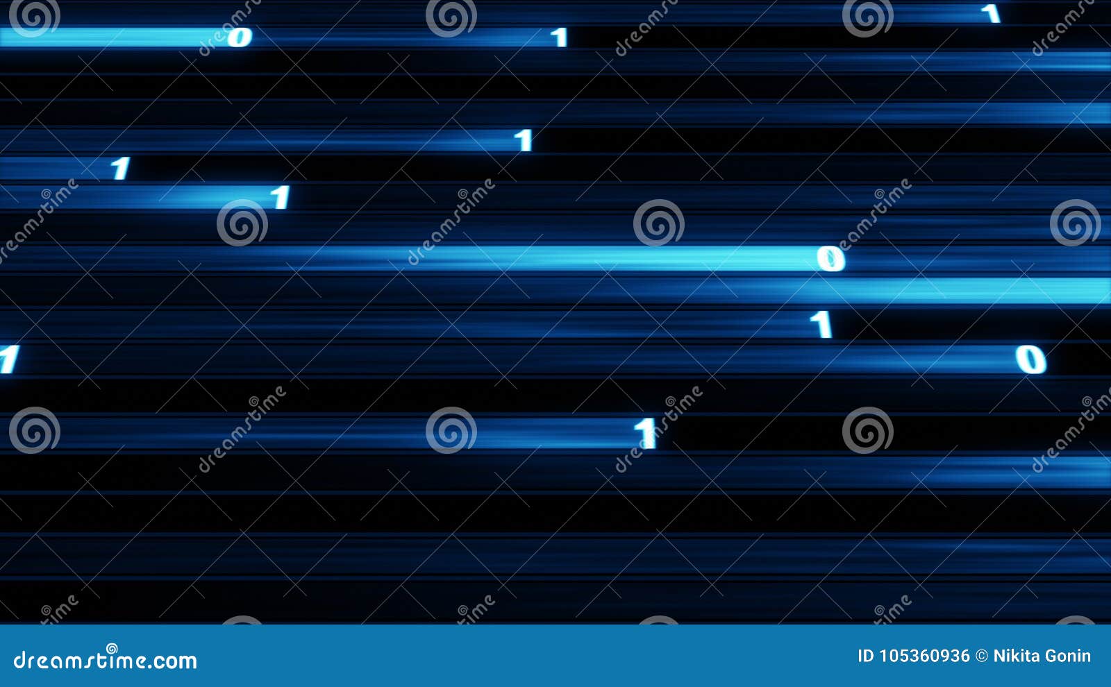 Digital Binary Data Blue Stream Stock Illustration - Illustration of ...